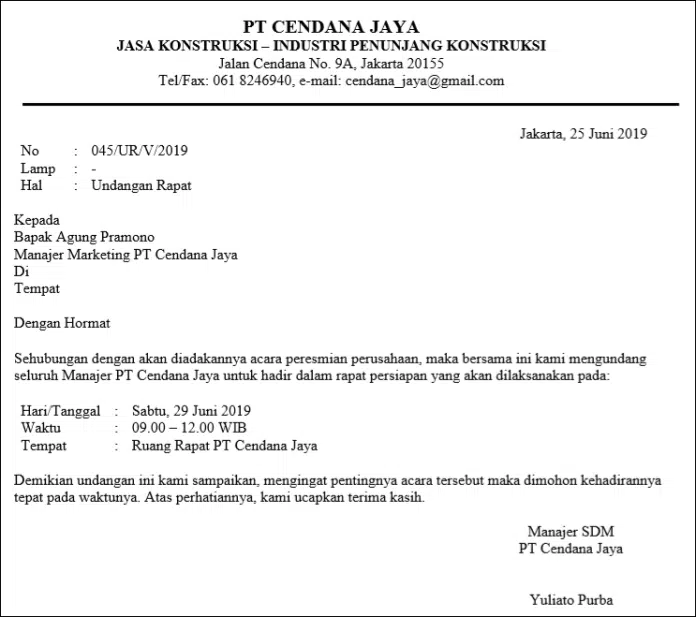 Inilah Contoh Surat Undangan Rapat Sesuai Format